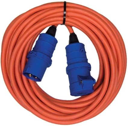 10 Meter Caravan Hook Up Extension Lead Cable 16A 240V Mains 3 Pin Plug ...