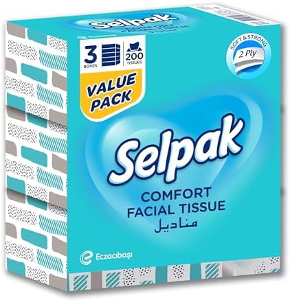 سعر Selpak Comfort Boxed Facial Tissue 200 sheets 2 ply, Pack of 3 فى ...