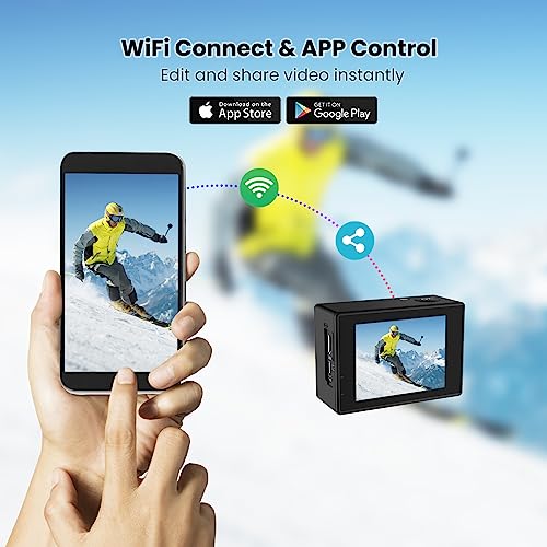 SJCAM Upgraded SJ4000 Action Camera 4K30FPS Ultra HD Dual Screen, 98FT Waterproof Underwater ...