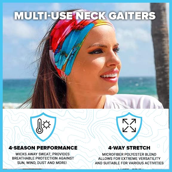 S A Company 5-Pack UV Face Shield | UV 30+ Multipurpose Neck Gaiter Balaclava for Adults (All ...