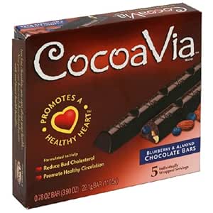 Amazon.com : CocoaVia Snack Bars, Blueberry Almond, Pack of 5 .78-Ounce ...