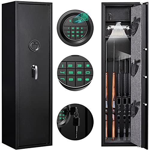 Silkight Biometric Gun Safe Rifle, Quick Access Fingerprint Long Gun Safes, 3-5 Gun Safes for ...