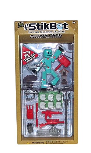 #StikBot Action Pack Figure Roleplay Accessory Set (Blue, Weapon Pack ...