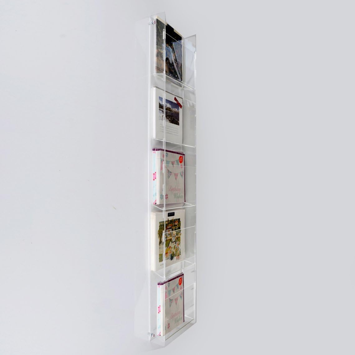 Wall Mounted Card Display Rack 5 Pockets 185mm Wide Overall Height wall-mounted-card-display-rack-5-pockets-185mm-wide-overall-height