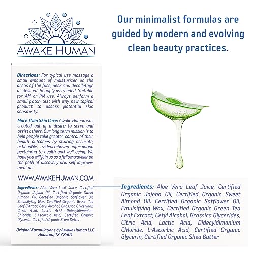 Awake Human Natural Face Moisturizer with Aloe and Green Tea, Facial ...