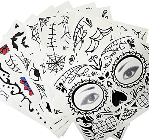 Women Face Tattoos, 9-Sheet Face Spider Web Face Tattoos Fake Face ...