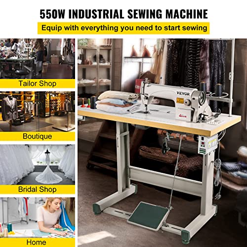 VEVOR Industrial Sewing Machine 550W, Upholstery Sewing Machine with Servo Motor + Table Stand ...