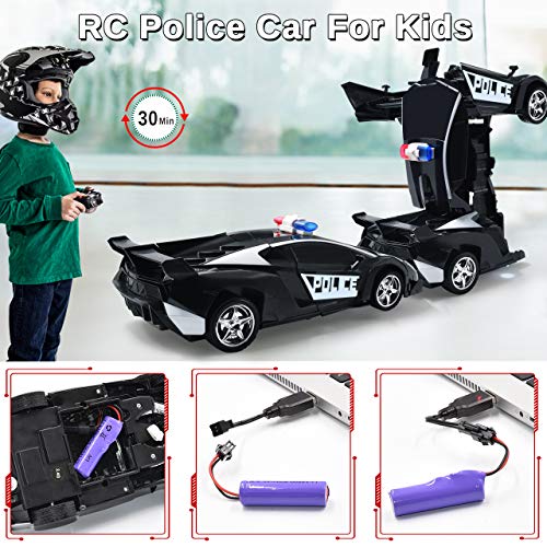 Electric Police Car One Button Transformation Robot Deformation Car ...