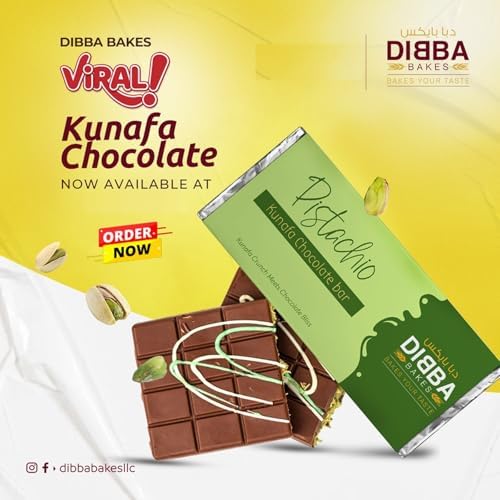 Kunafa Chocolate Bar Pistachio Flavor 150 gram. Freshly Made With Real ...