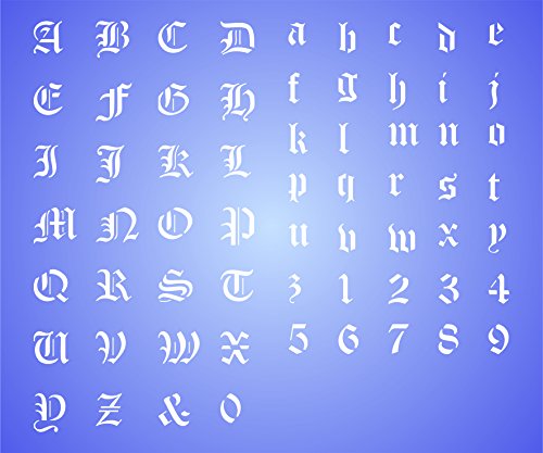 1" Old English Letter Stencil, 6.5 x 12 inch (M) - Gothic Font - Want ...