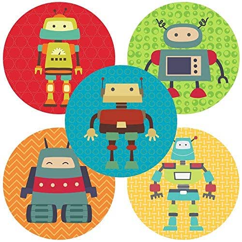 Amazon.com: Robot Sticker Labels - Children or Kid, Boy Girl, Envelope ...