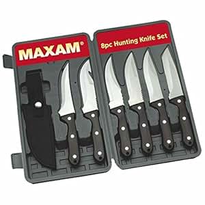 Amazon.com : Maxam® 8pc Stainless Steel Hunting / Fishing Knife Set ...