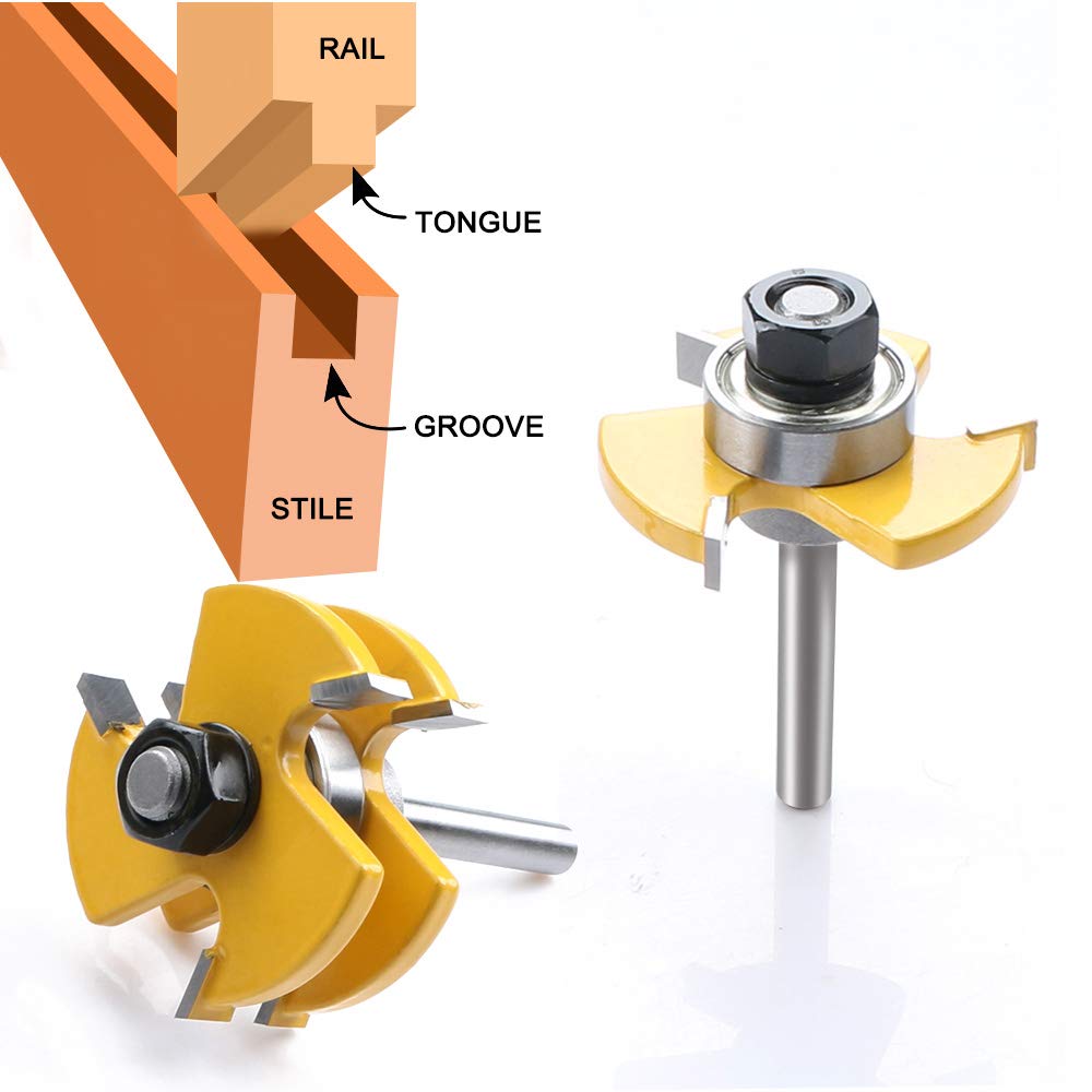 WREOW Tongue And Groove Router Bit 1/4" Shank Grooving Router Bit Wood ...