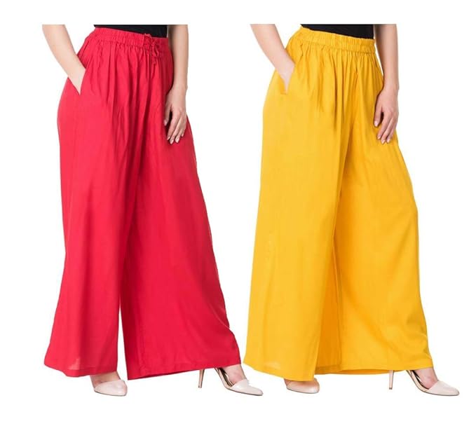 Buy Ruhfab Silky Rayon Women Stretchable Plazo Pant Indian Ethnic Plain ...