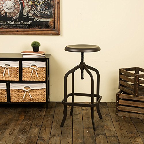 Glitzhome Pinnadel Bar Stool Adjustable Industrial Rustic Metal Dining ...