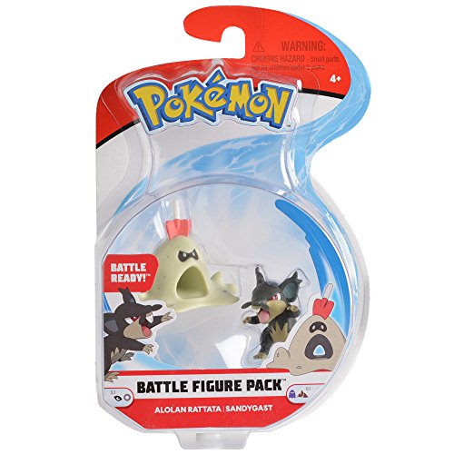 Pokemon 2 Inch Battle Action Figure 2-Pack, includes 2" Alolan Rattata ...