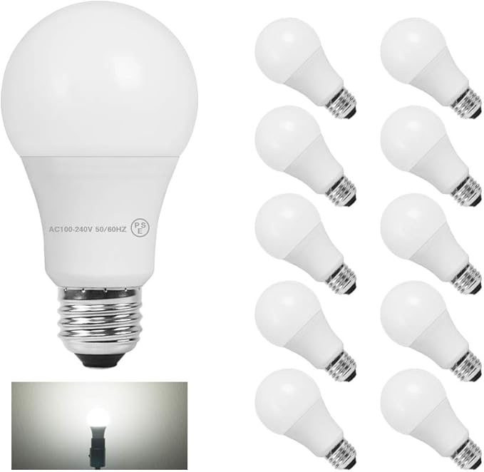 Amazon.co.jp : 「10個セット」LED電球 E26 60W形相当 広配光タイプ 昼光色 GT-B-9W-E26-3-10B 密閉器具対応 断熱材施工器具対応 E26口金 一般電球 ...