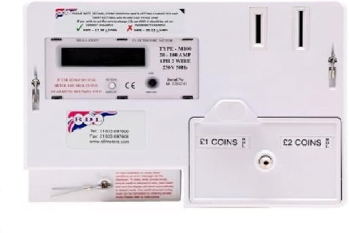 RDL M100 DUAL COIN £1 & £2 DIGITAL PREPAYMENT ELECTRIC METER 100AMP ...