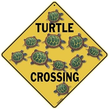 Amazon.com : Turtle Crossing Xing Metal Tin Funny Road Sign : Yard ...