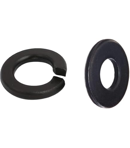 S 100-Pack M8 Steel Washers - 50 Flat & 50 Lock Washers (Black Oxide ...