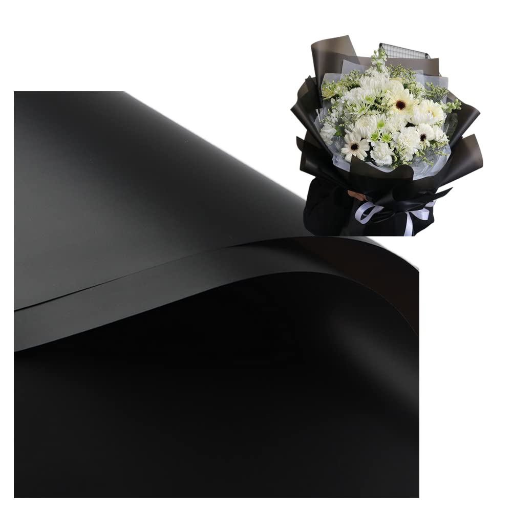 Rikyo 40 Counts Black Flowers Wrapping Paper,Wraps Waterproof Floral ...