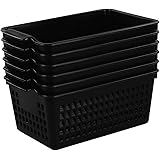 Amazon.com: Begale Large Plastic Storage Bins Basket Organizer, Black ...