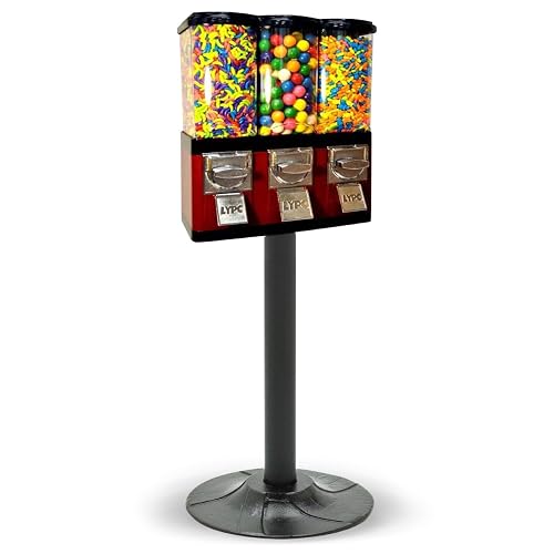 Red Triple Compartment Commercial Vending Machine for 1 inch Gumballs ...