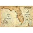 Amazon.com: Waterproof Charts, 01S Decorative Vintage Style Florida Map ...