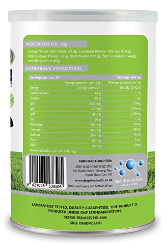 Deep Blue Health Classic COLOSTRUM POWDER 450g (Bovine) from New Zealand