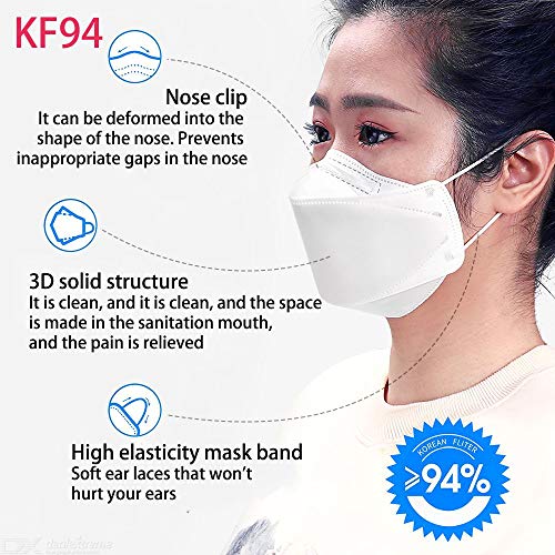Premium KF94 Face Safety Mask (White) Anti-Trouble Skin and Easy Breathing (Made in Korea) (10 ...