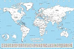Amazon.com: Color in Travel World Map - Poster/Print (Color Your ...