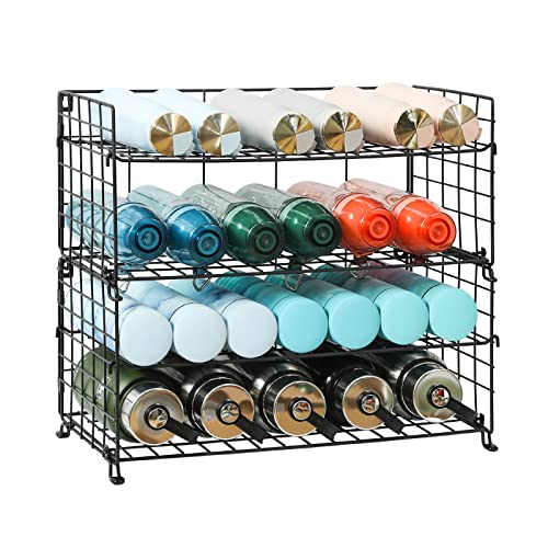 X-cosrack Stackable Water Bottle Organizer, 4-Tier Large Water Bottle ...