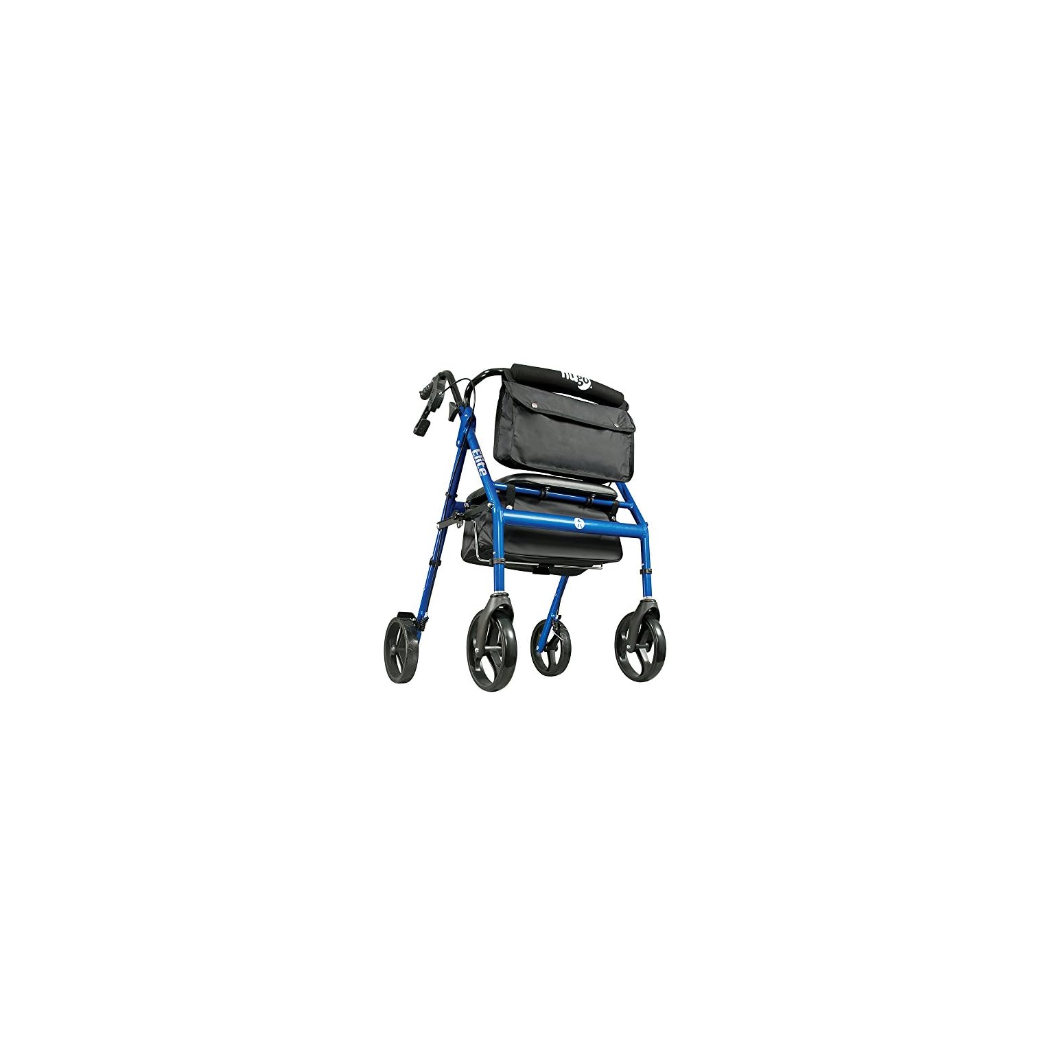 Hugo Elite 700-959E Foldable Rollator Walker with Seat, Blue | Mobility ...