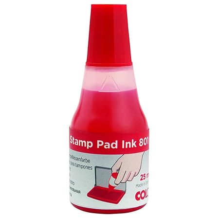Colop 801 Premium Ink 25ml RED, Stamp Pad Ink for Rubber Stamp & Self ...