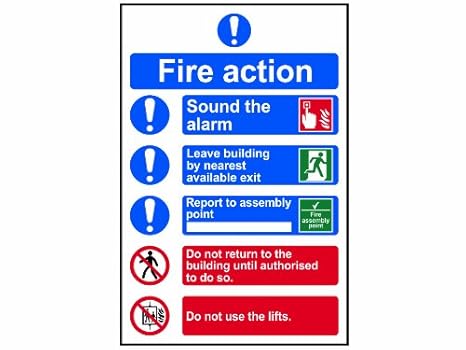 Fire Action Procedure Sign - Mandatory Health & Safety - Self-Adhesive ...