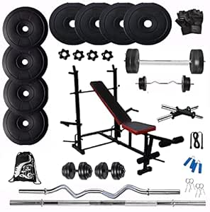 Bodyfit Fitness Gym Set for Home with 8in1 Gym Bench Press for Home ...