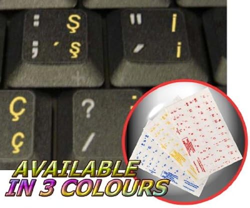 Turkish Q Keyboard Stickers with Yellow Lettering ON Transparent ...