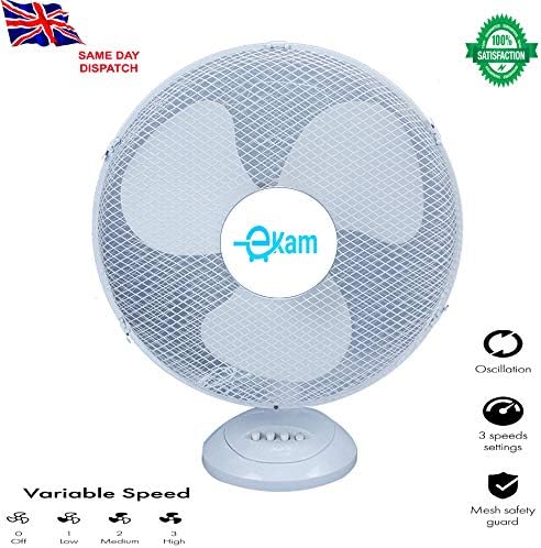 Ekam 16" Inch 3-Speed Portable Oscillating Desk Table Fan Office ...