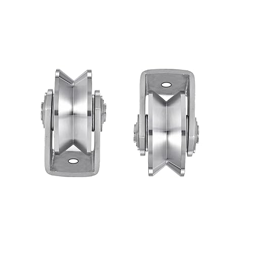 2pcs V Groove Wheel Stainless Steel Heavy Duty Wire Rope Pulley Block ...