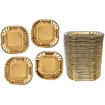 Amazon.com: Gold Foil Mini Dessert Plates - Heavyweight - 4 x 4 Inches ...