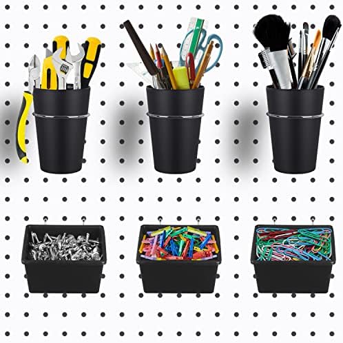 6 Sets Pegboard Bins Pegboard Cups with Hooks, Pegboard Hooks ...