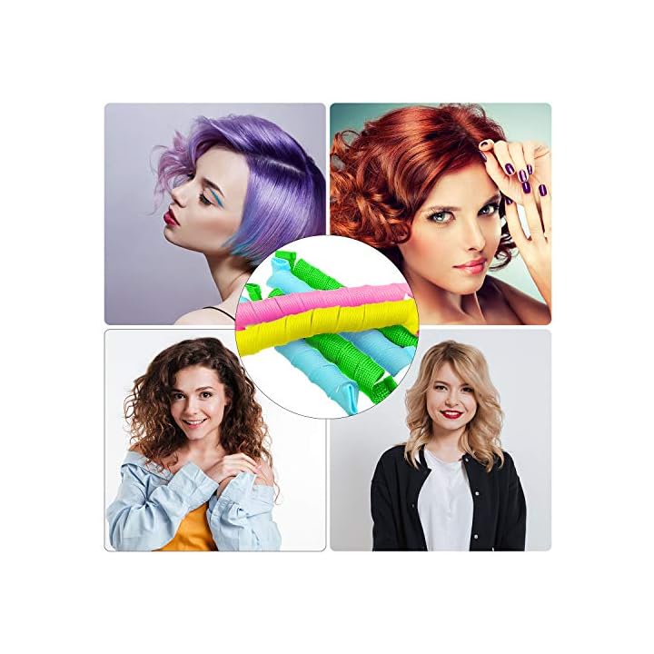 42 Pieces Spiral Curlers Wave Curls Kit, No Heat Hair Curlers Styling ...