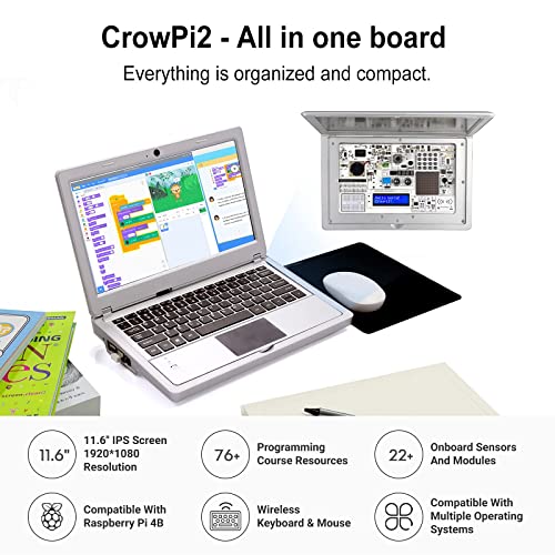 Raspberry Pi 4 Kits, CrowPi2 Raspberry Pi Laptop, Programming Kit for ...
