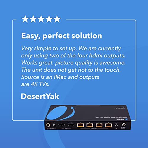 OREI 1x4 HDMI Extender Splitter 4K, Multiple Over Single Cable CAT6/7 4K@60Hz 4:4:4 HDCP 2.2 ...