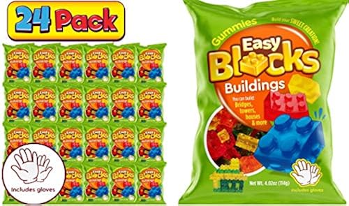 Gummy Blocks Candy (24 Pack Buildings Style) by Easy Blocks. Soft Chewy ...