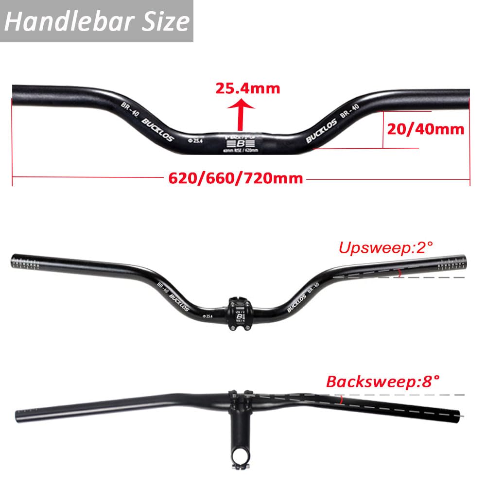 Mua BUCKLOS 25.4mm Mountain Bike Handlebars Rise 20/40/60/100mm ...