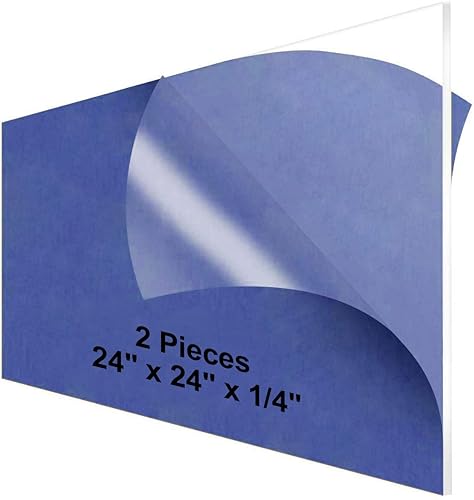 1/4 Clear Acrylic Sheet,2 Pack 24x24 inch Clear Acrylic Plexiglass ...