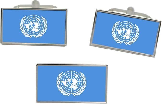 Giftshop UK United Nations Flag Cufflinks and Tie Pin Set: Amazon.co.uk ...