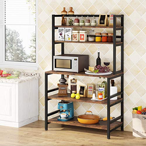 Tribesigns Bakers Rack with Hutch, Microwave Oven Stand, 5-Tier Kitchen ...