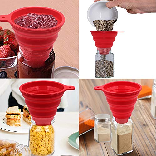 KongNai Silicone Collapsible Funnel for Jars, Foldable Large Canning Jar Funnel for Wide Mouth ...